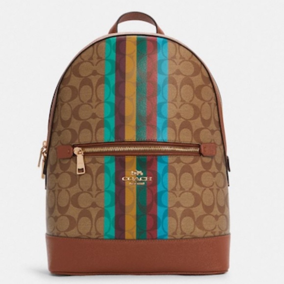 Coach | Bags | Coach Kenley Backpack In Signature Canvas With Stripe ...